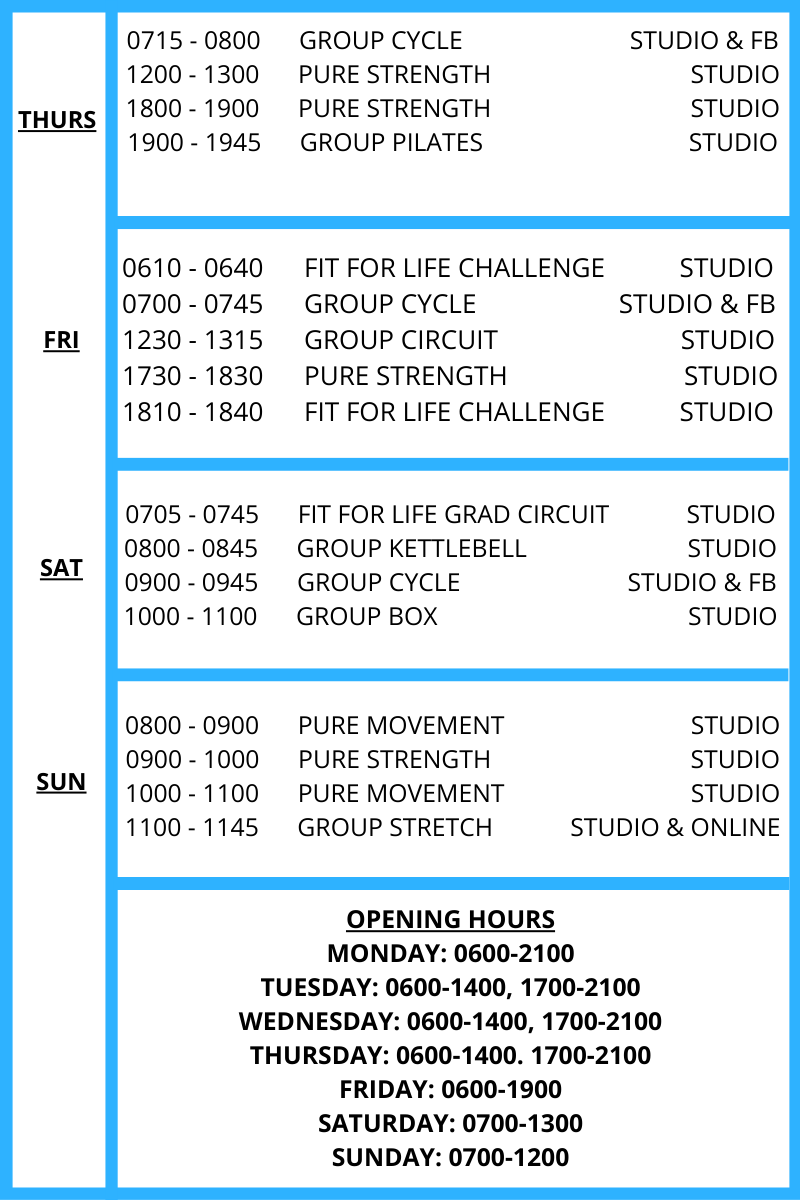 Class Timetable – Unique Results Personal Training Fitness Studio ...